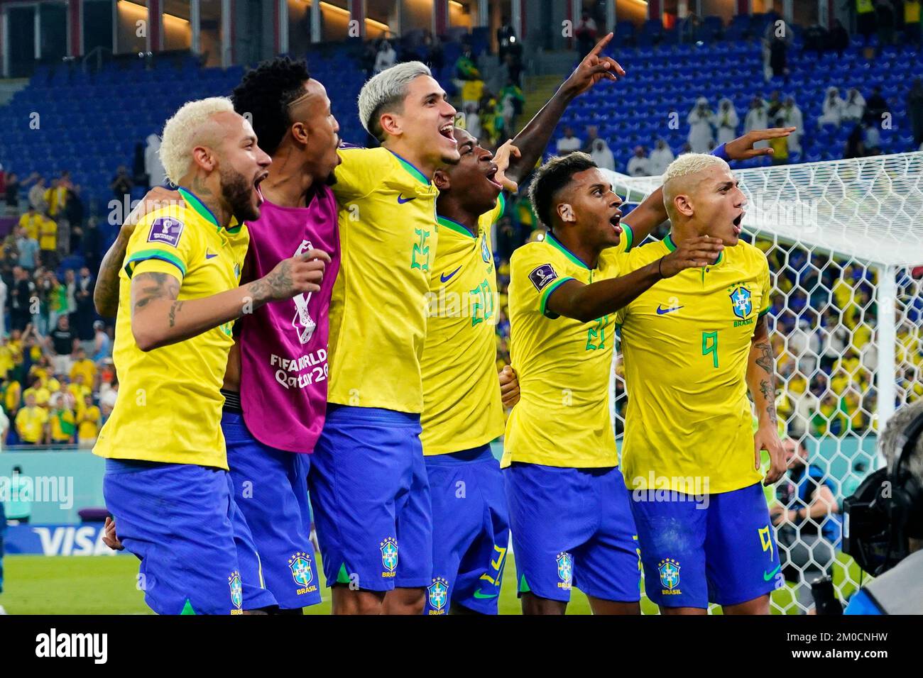 Brazil players celebrating the victory during the FIFA World Cup Qatar ...