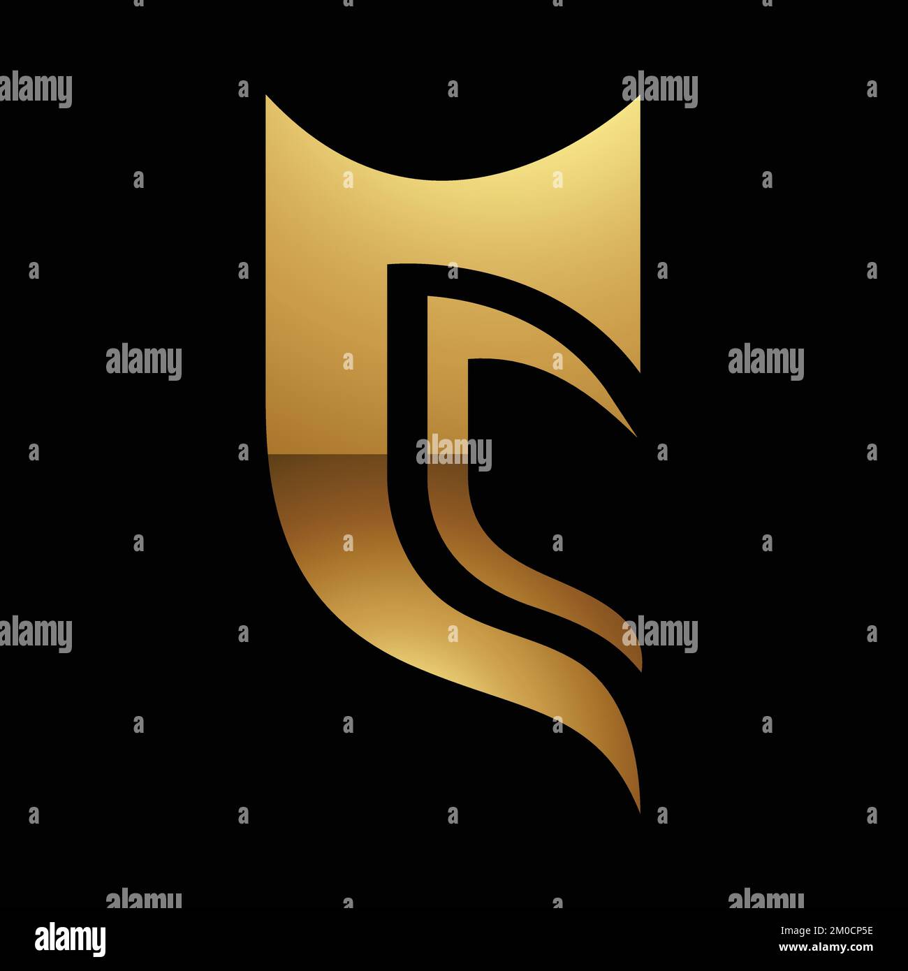 Golden Letter C Symbol on a Black Background - Icon 6 Stock Vector ...