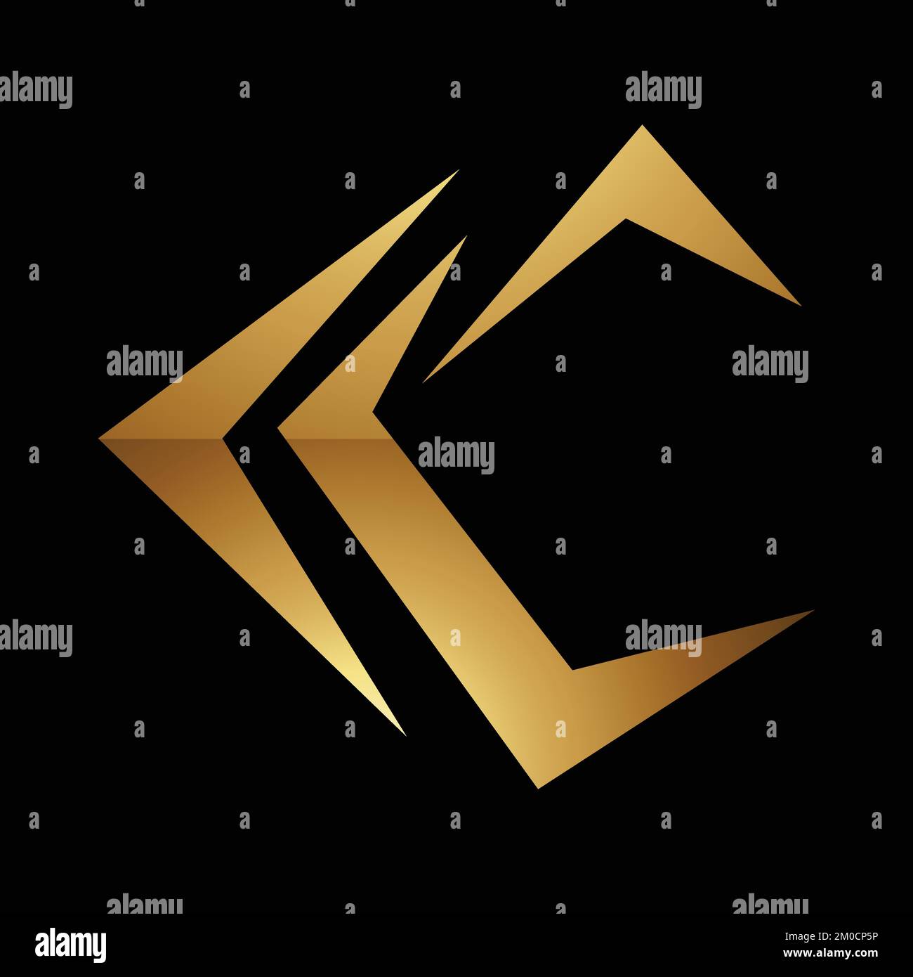 Golden Letter C Symbol on a Black Background - Icon 4 Stock Vector ...