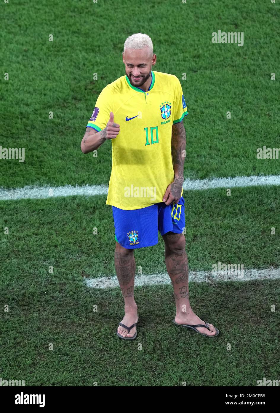 Brazil's Neymar celebrates following victory after the final whistle in ...