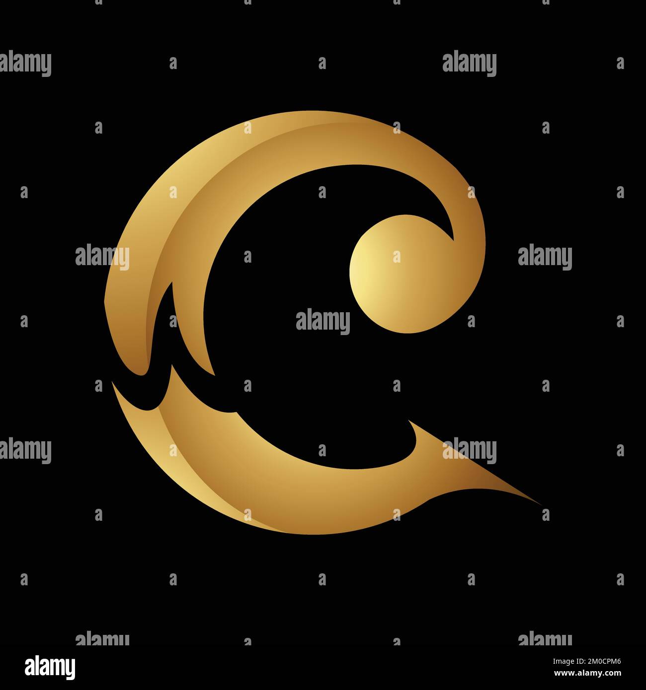 Golden Letter C Symbol on a Black Background - Icon 7 Stock Vector ...