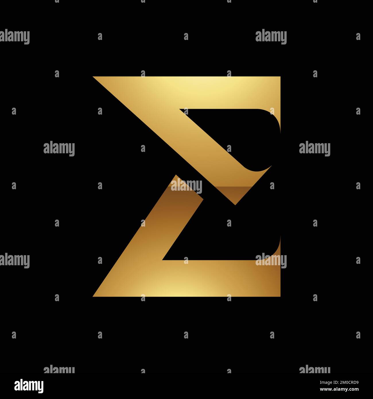 Golden Letter E Symbol on a Black Background - Icon 8 Stock Vector ...