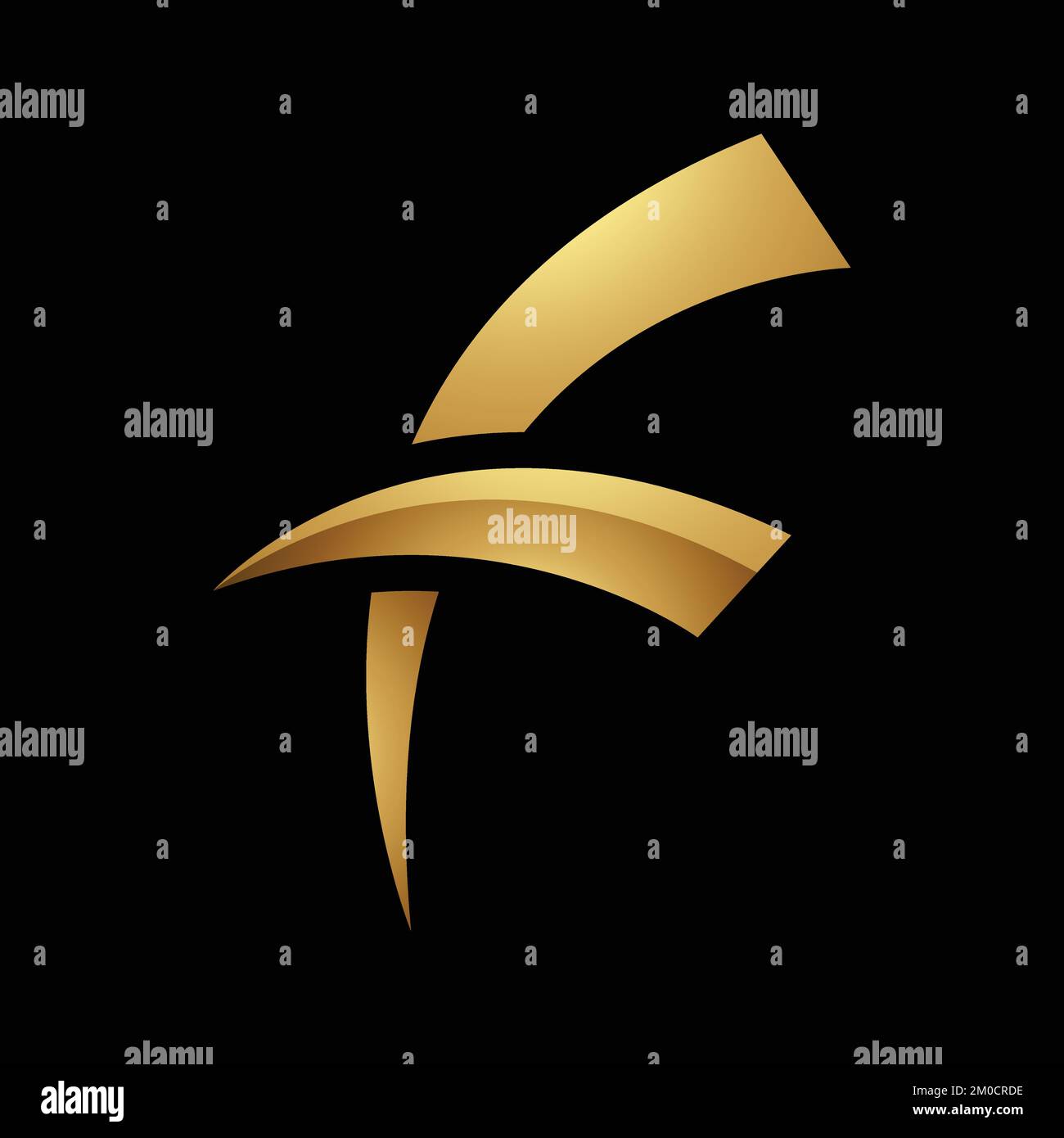 Golden Letter F Symbol on a Black Background - Icon 8 Stock Vector ...