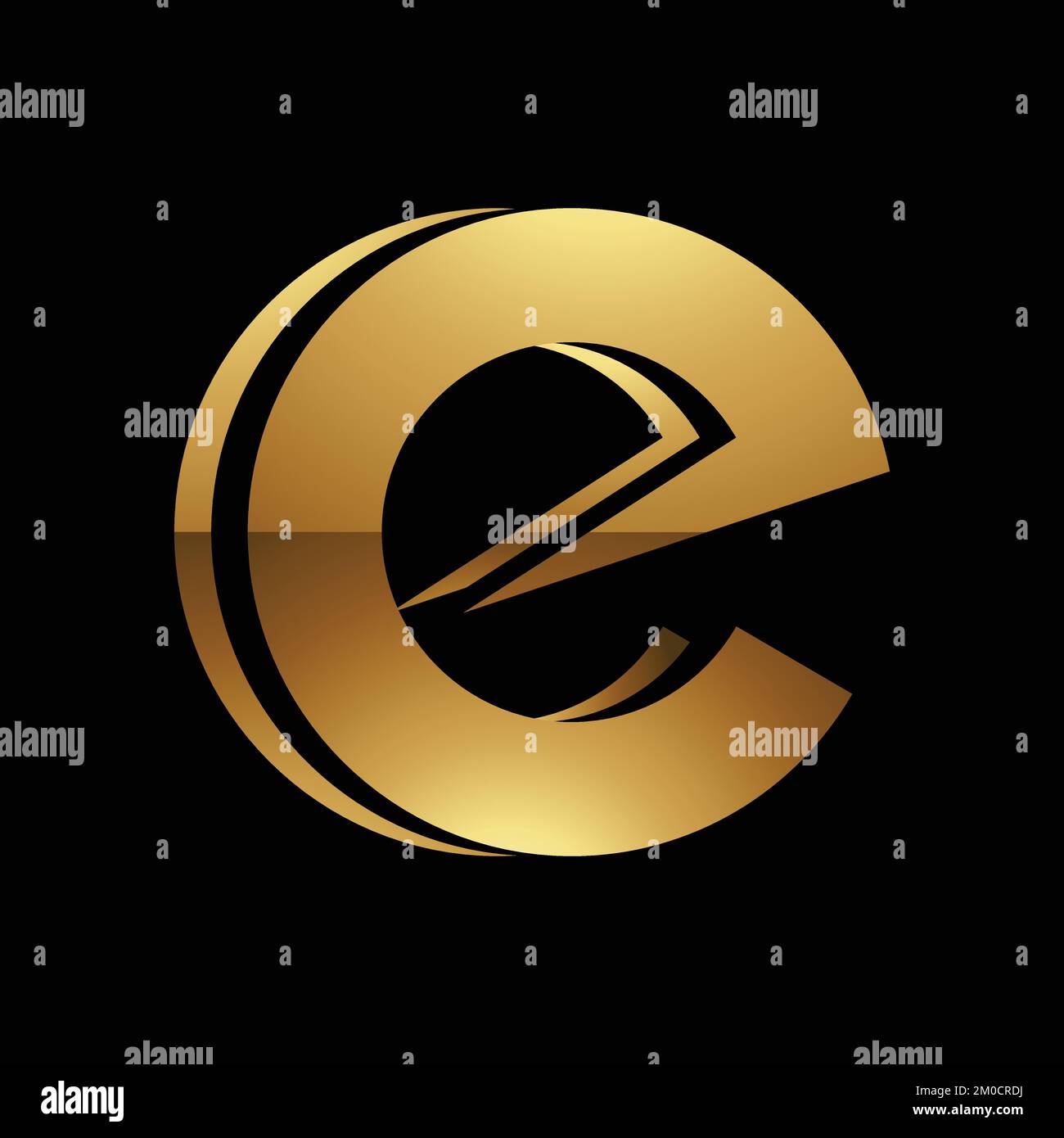 Golden Letter E Symbol on a Black Background - Icon 3 Stock Vector ...