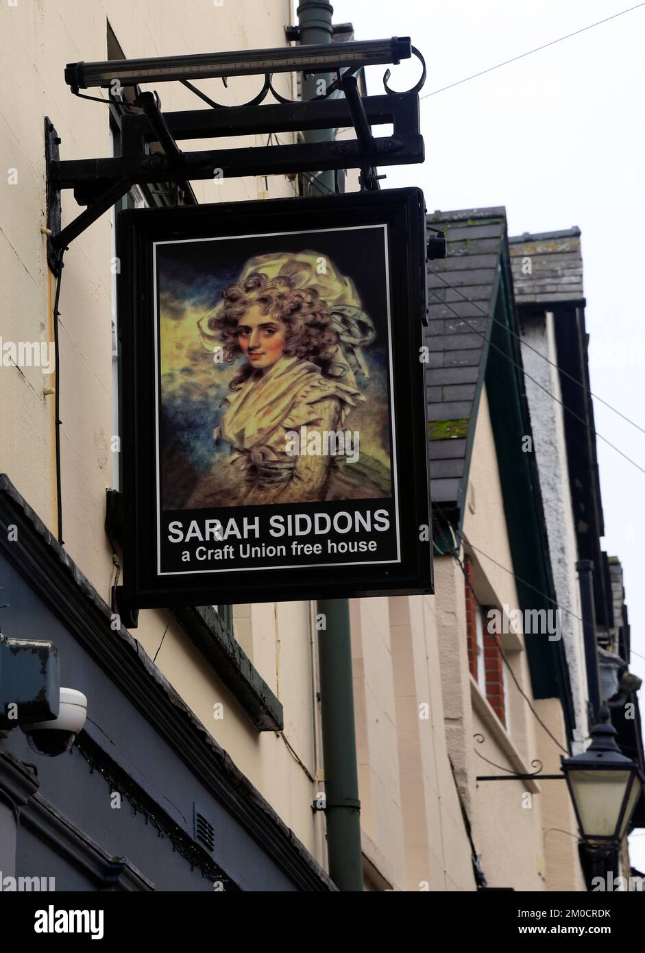 Sarah Siddons pub sign, Brecon, Powys, Wales, UK. December 2022. Winter ...