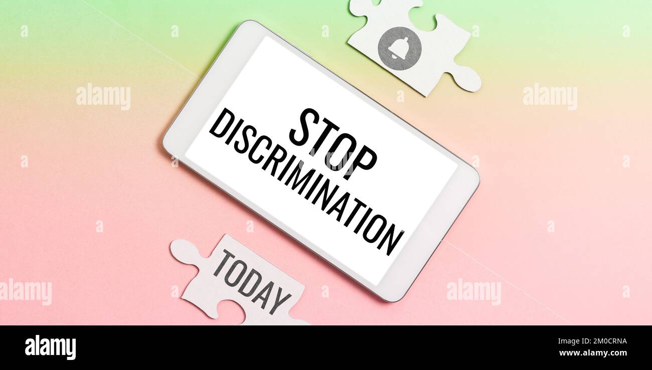 Conceptual display Stop Discrimination. Concept meaning Prevent Illegal ...