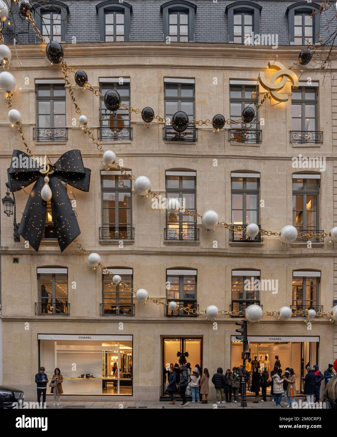 View of facade of Coco Chanel with christmas decoration Stock Photo - Alamy