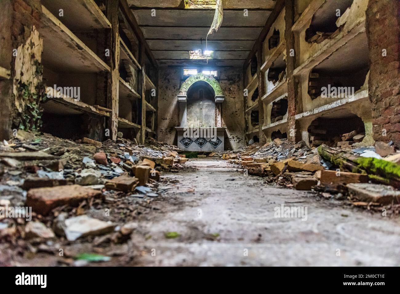 The ruins of Cassinelle Abbey on the hills of Sestri Ponente, a ...