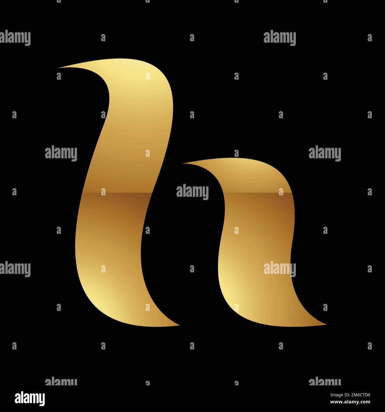 Golden Letter H Symbol on a Black Background - Icon 6 Stock Vector ...