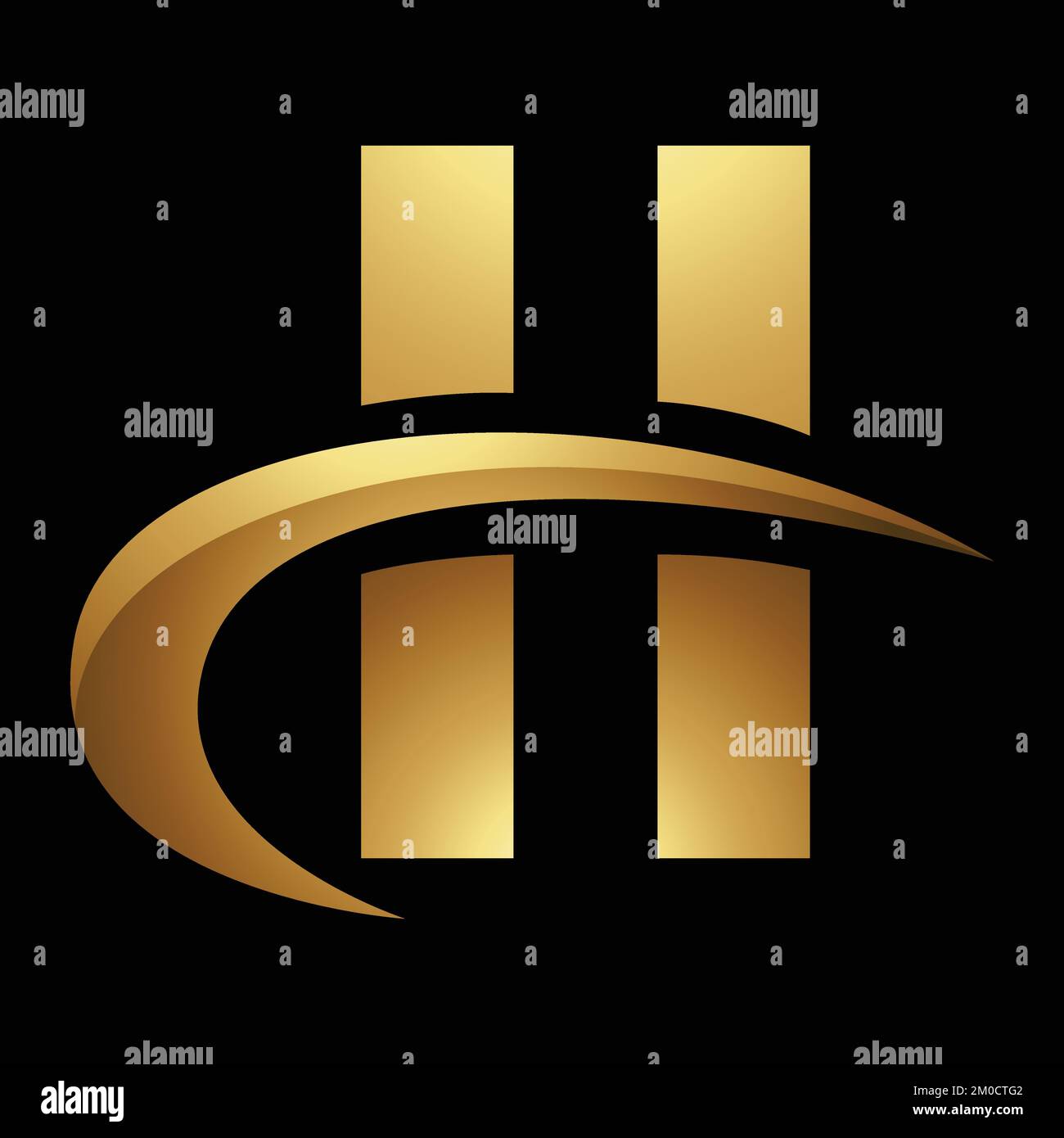 Golden Letter H Symbol on a Black Background - Icon 2 Stock Vector ...