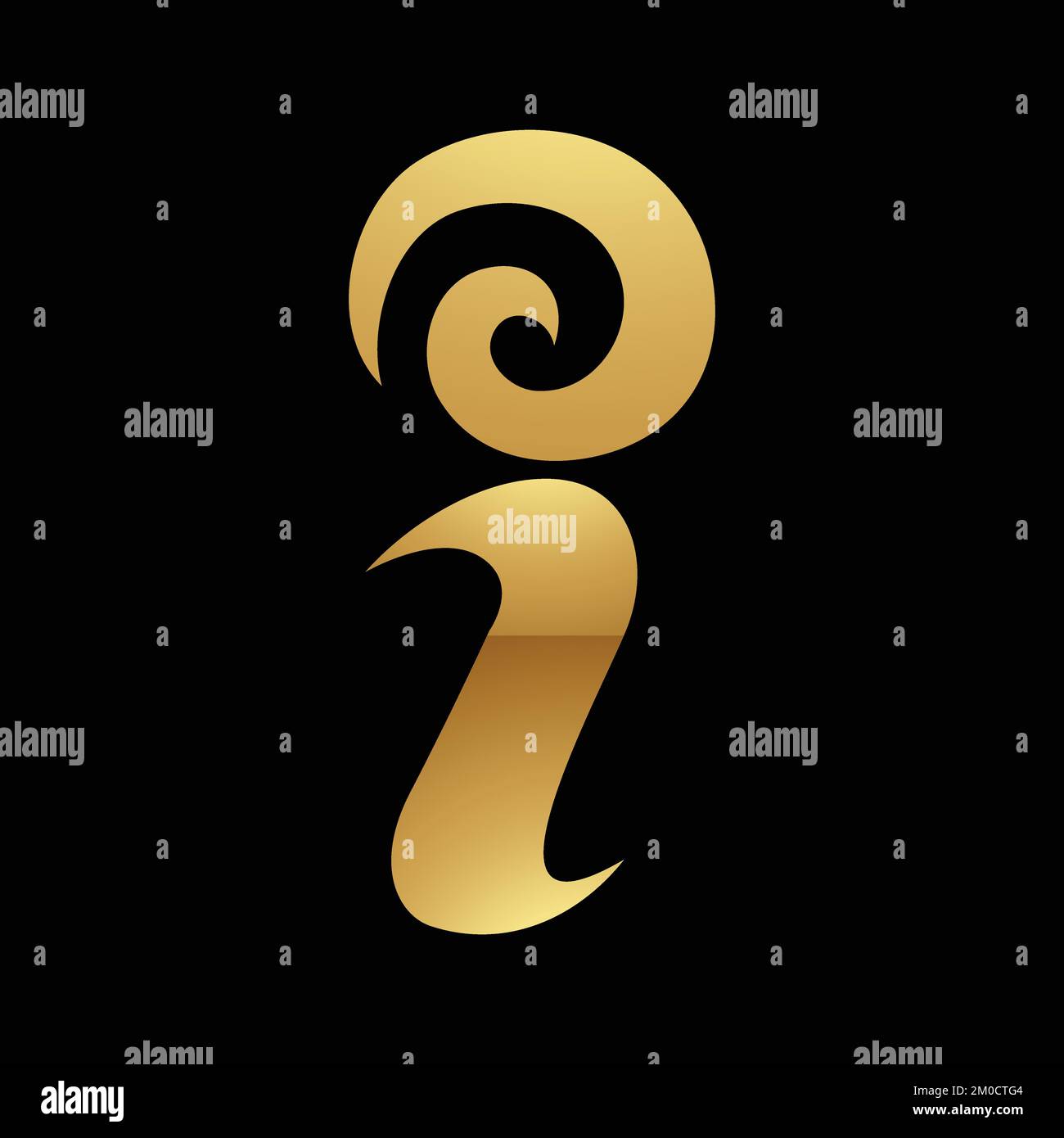 Golden Letter I Symbol on a Black Background - Icon 5 Stock Vector ...