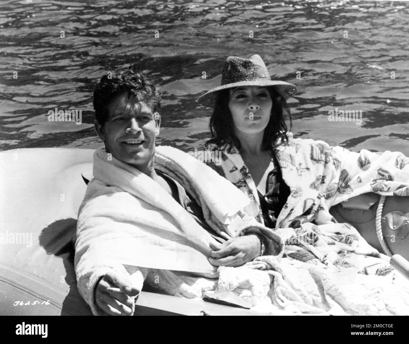 STEPHEN BOYD and JULIETTE GRECO on set location candid during filming ...