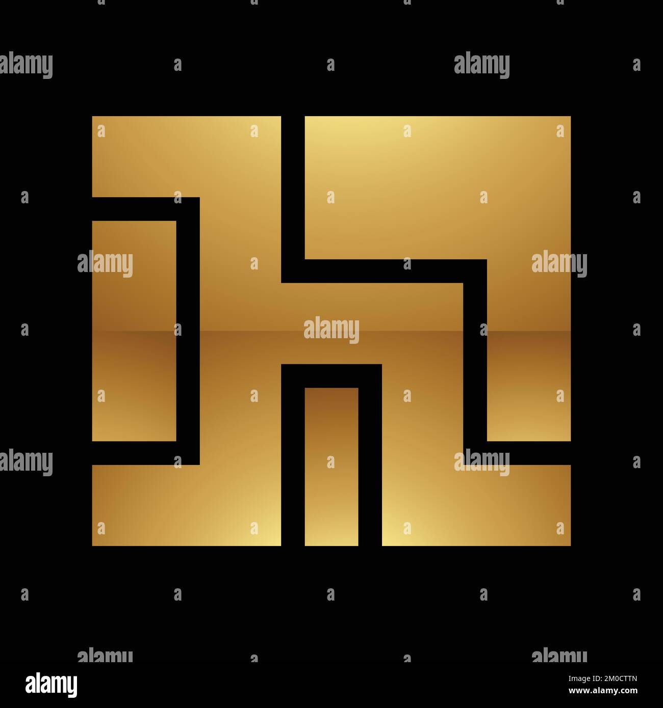 Golden Letter H Symbol on a Black Background - Icon 5 Stock Vector ...