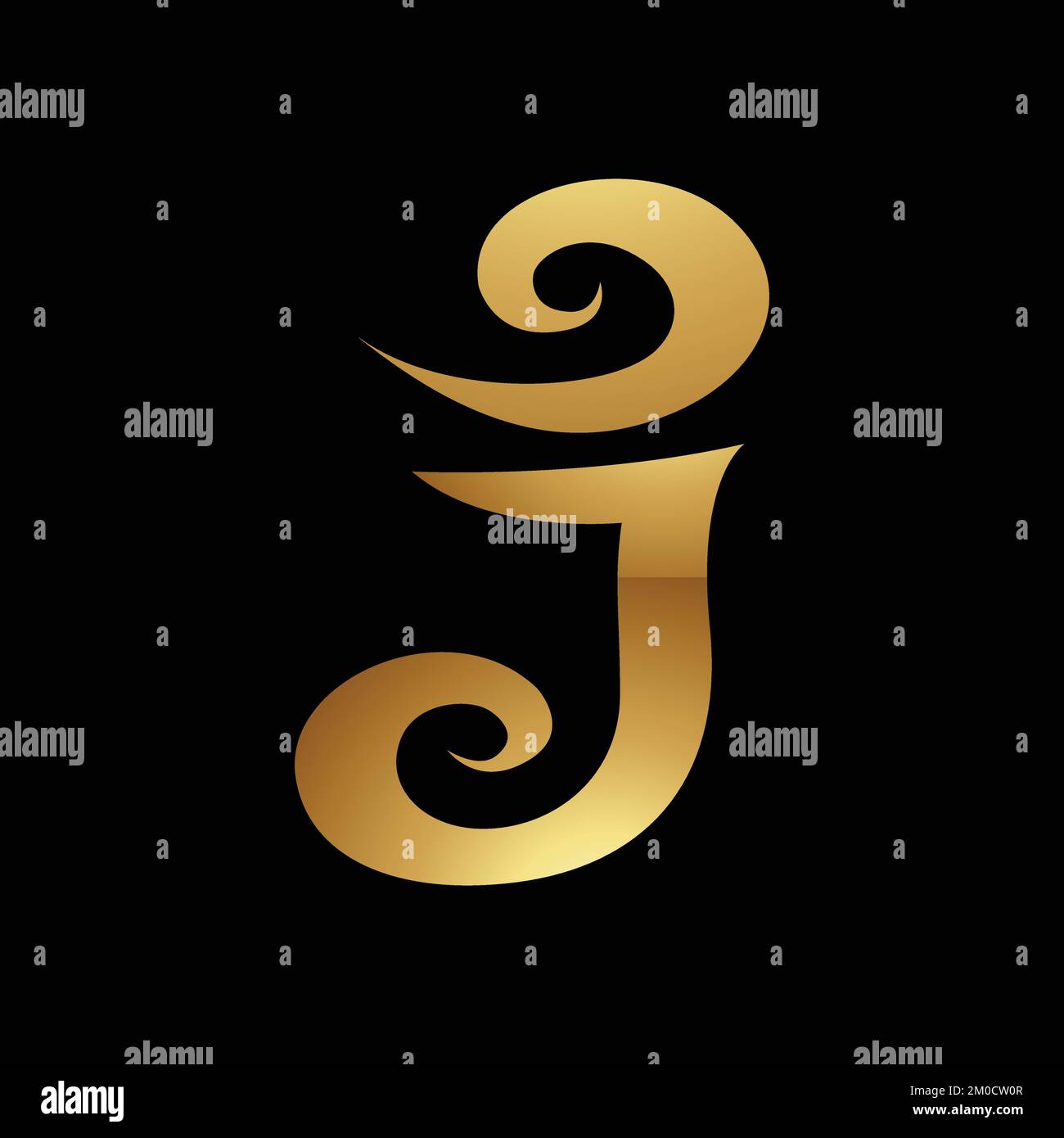 Golden Letter J Symbol on a Black Background - Icon 7 Stock Vector ...
