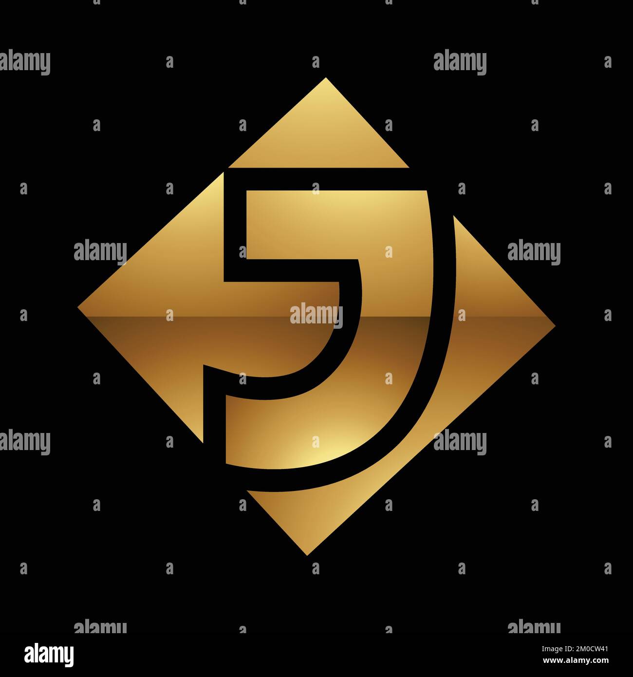 Golden Letter J Symbol on a Black Background - Icon 8 Stock Vector ...