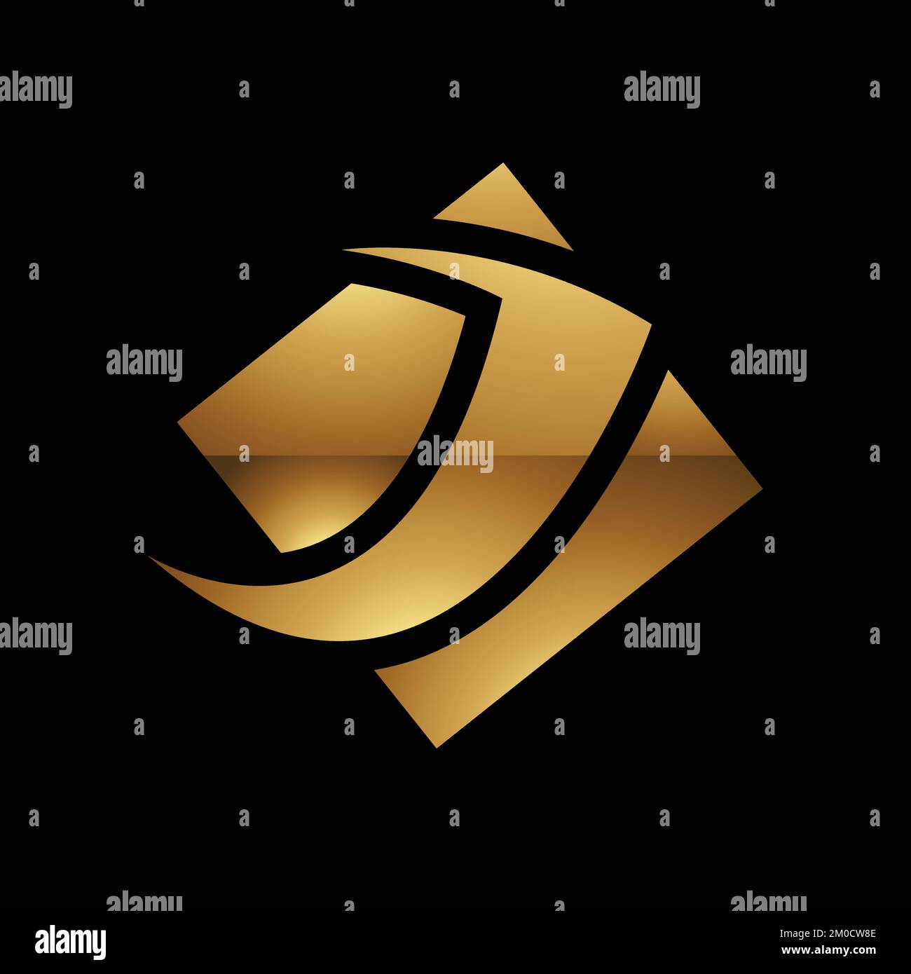 Golden Letter J Symbol on a Black Background - Icon 5 Stock Vector ...