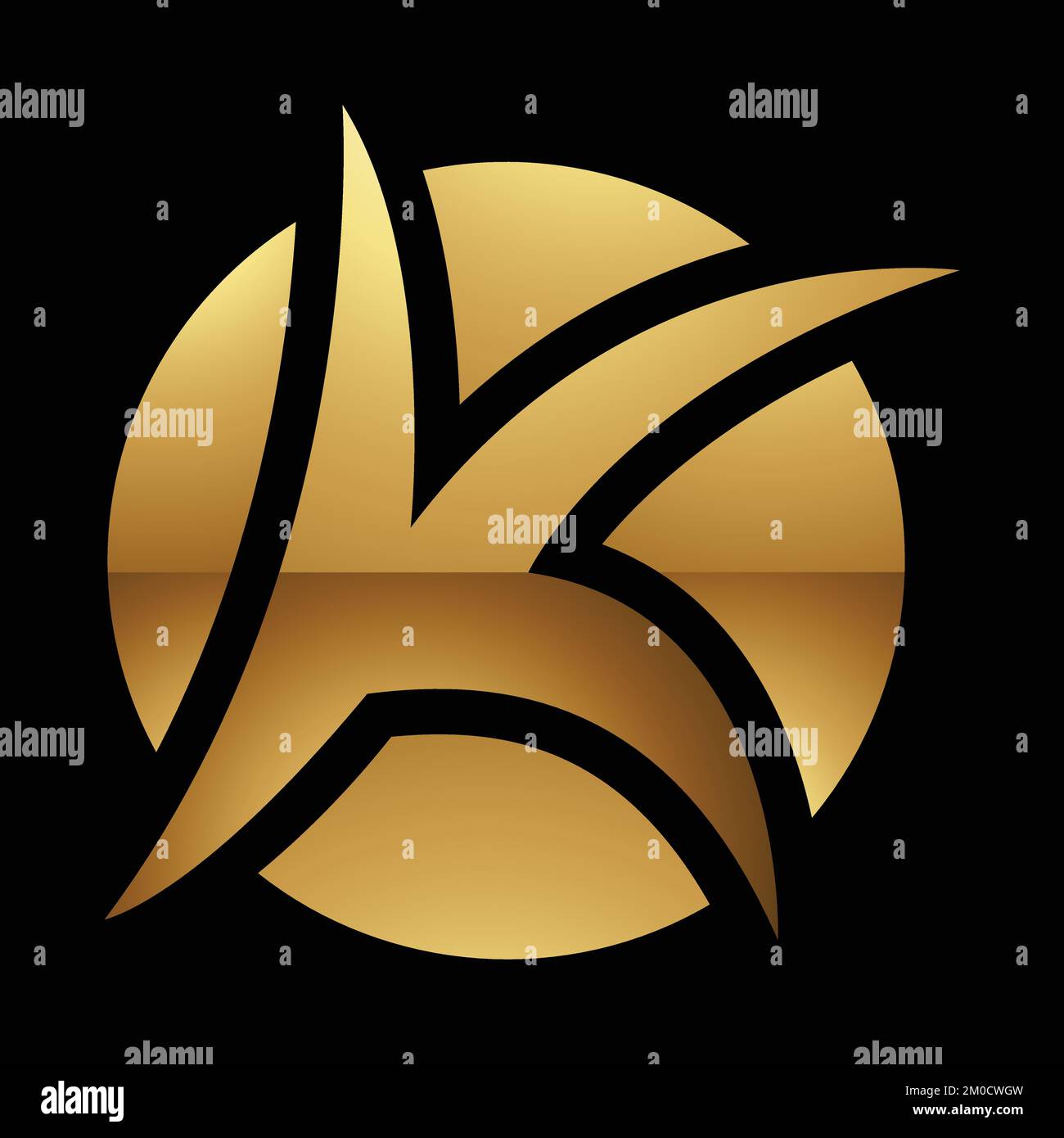 Golden Letter K Symbol on a Black Background - Icon 8 Stock Vector ...