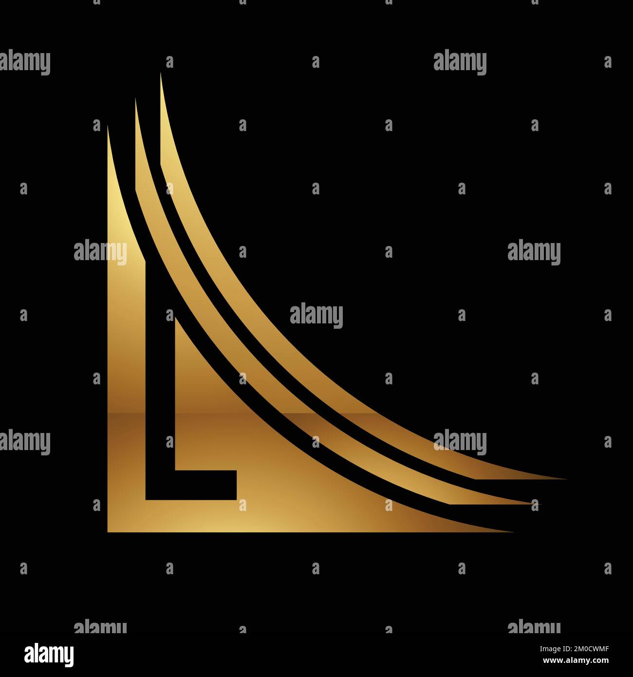 Golden Letter L Symbol on a Black Background - Icon 1 Stock Vector ...