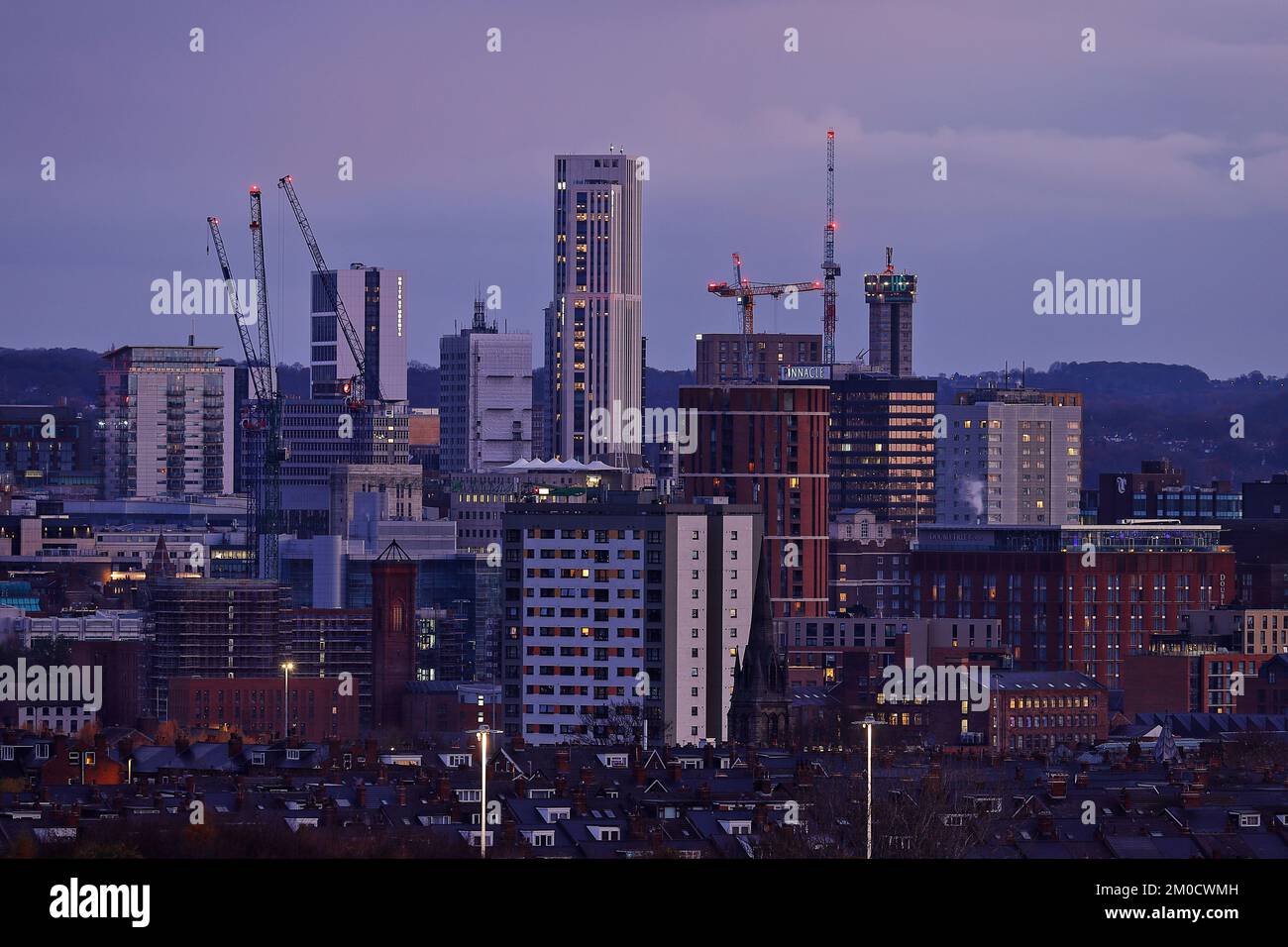 A view of Leeds City Centre skyline. The tall building centred, is ...