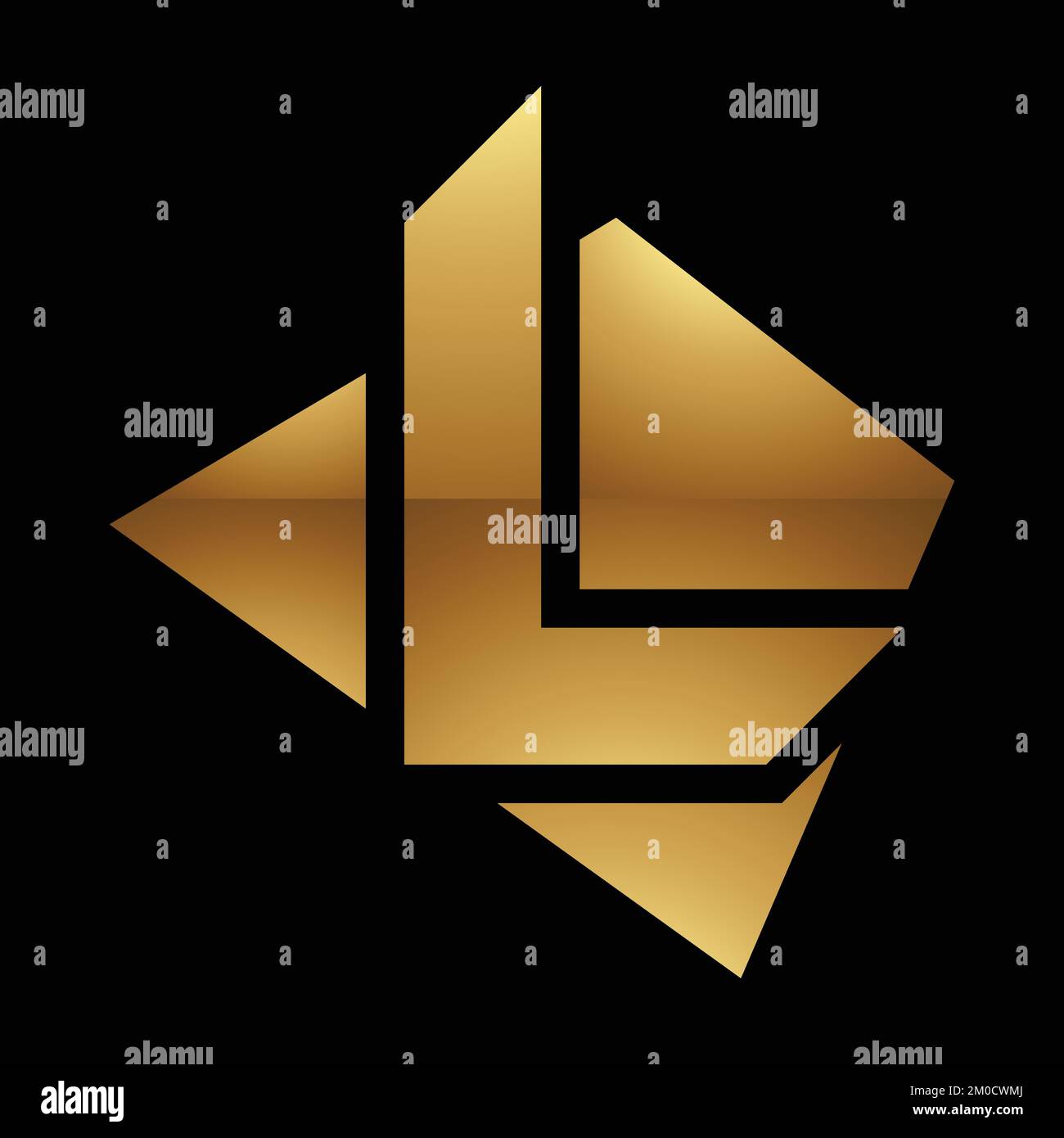 Golden Letter L Symbol on a Black Background - Icon 3 Stock Vector ...