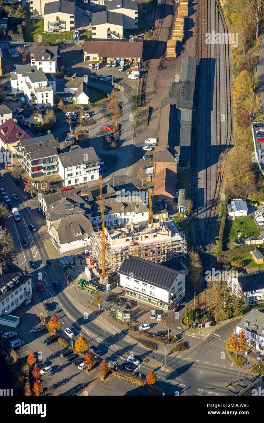 Aerial view, construction site for new building Mescheder Straße as ...