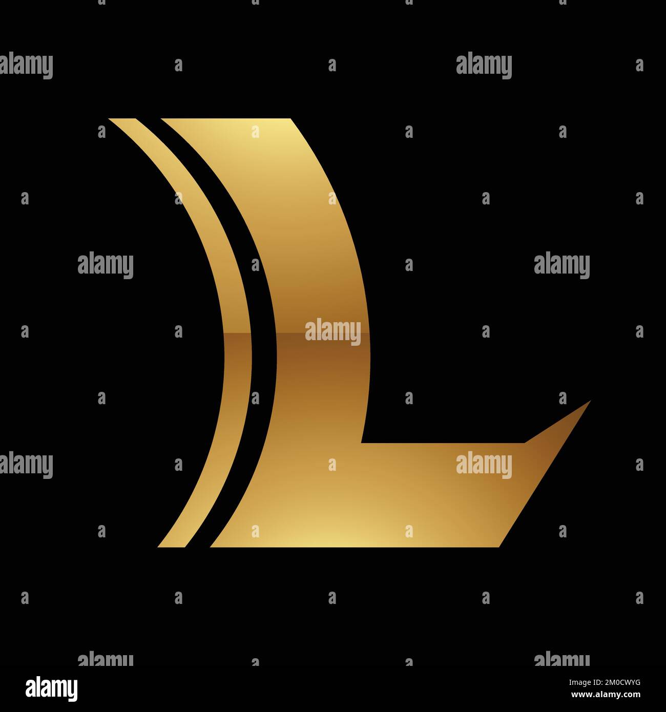 Golden Letter L Symbol on a Black Background - Icon 7 Stock Vector ...