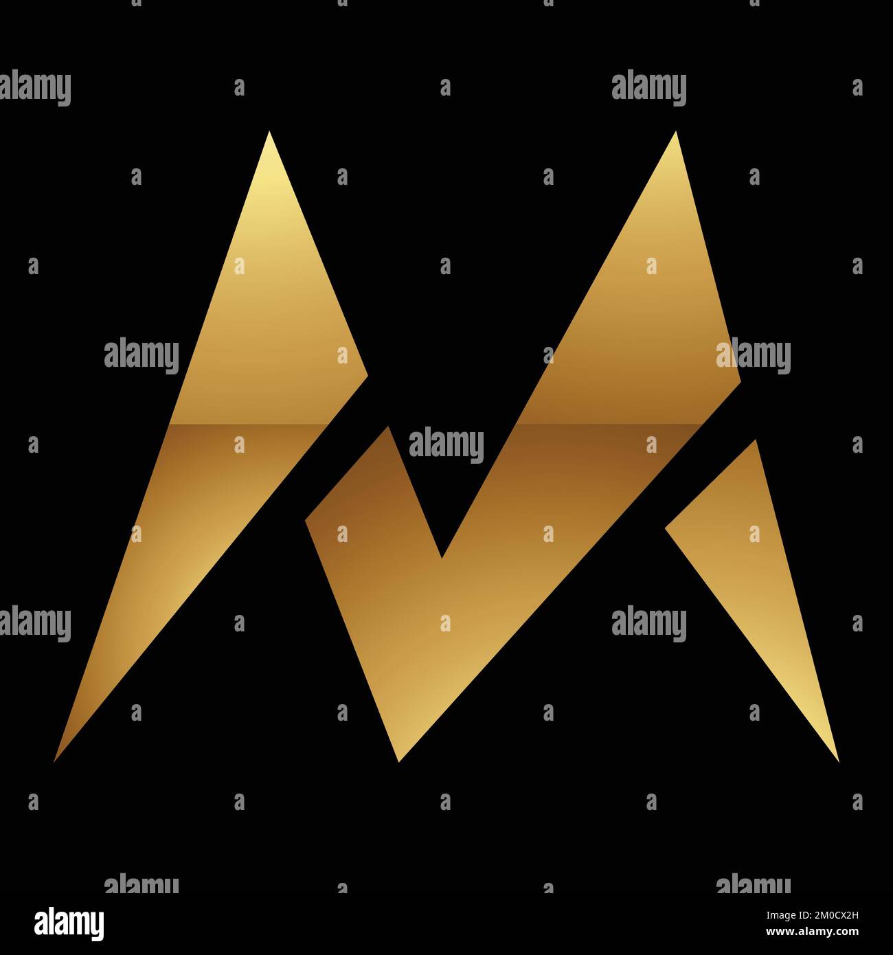 Golden Letter M Symbol on a Black Background - Icon 4 Stock Vector ...