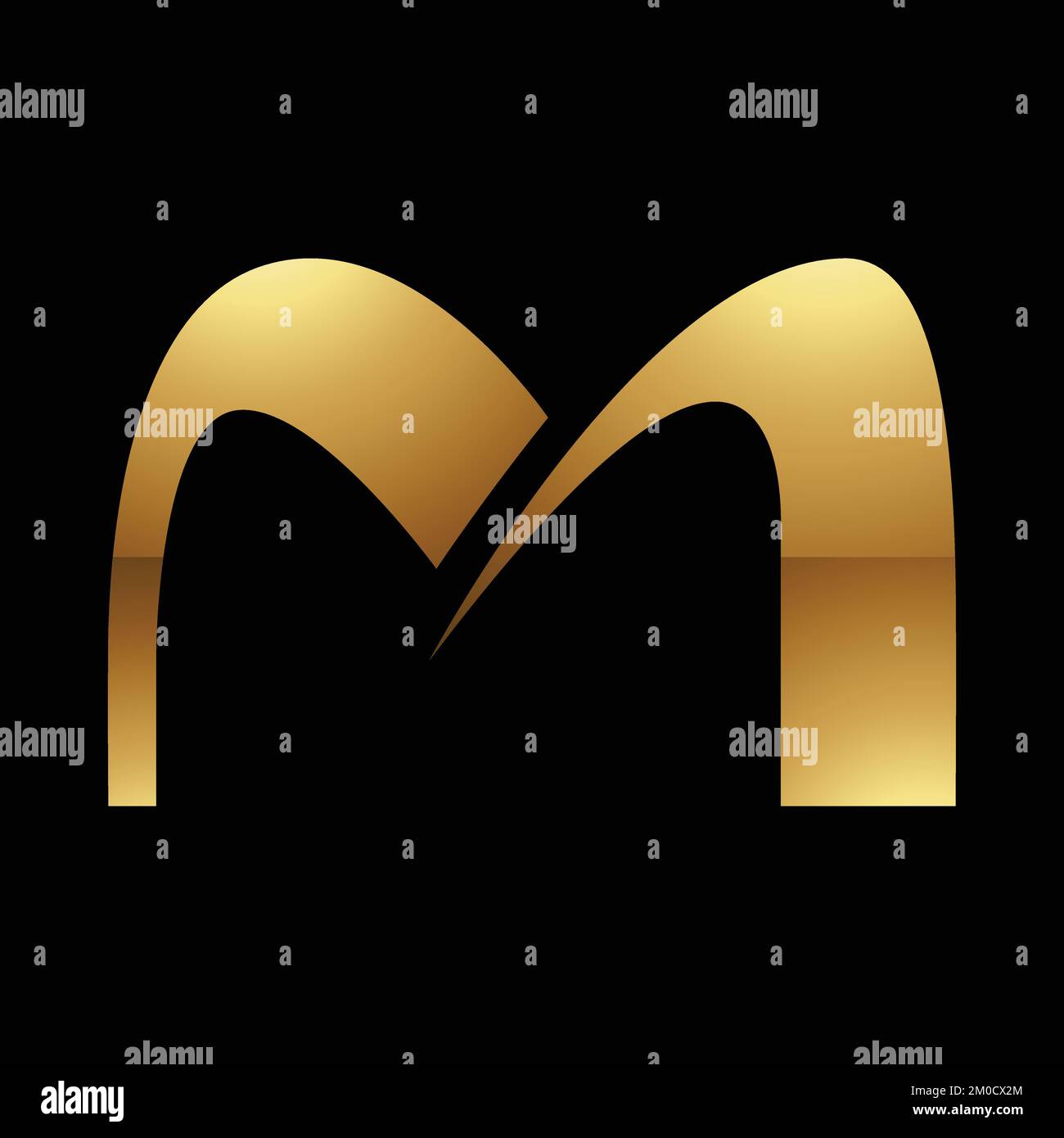 Golden Letter M Symbol on a Black Background - Icon 7 Stock Vector ...