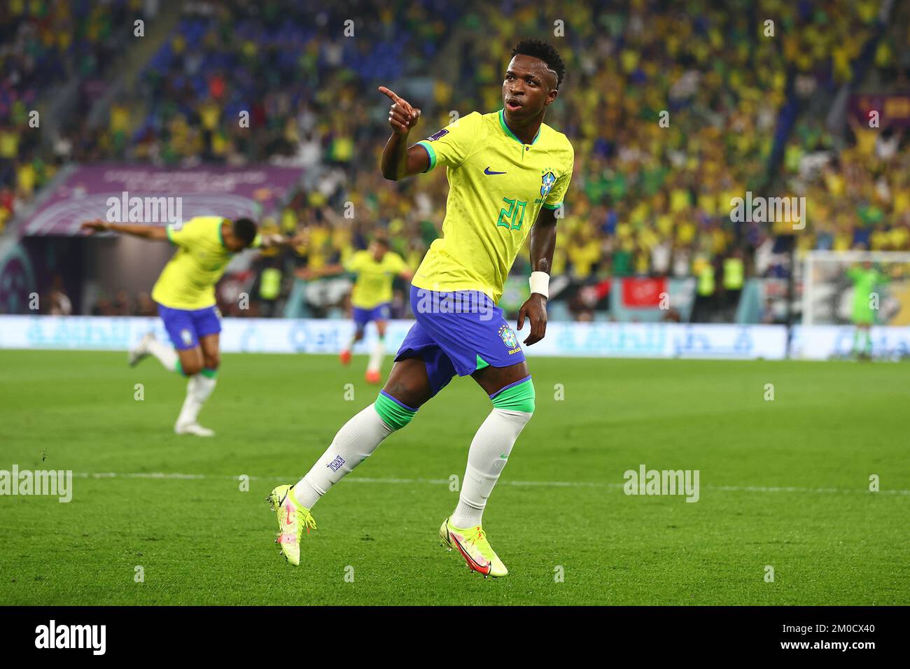 Doha, Qatar. 05th Dec, 2022. Vinicius Jr of Brazil celebrates scoring ...