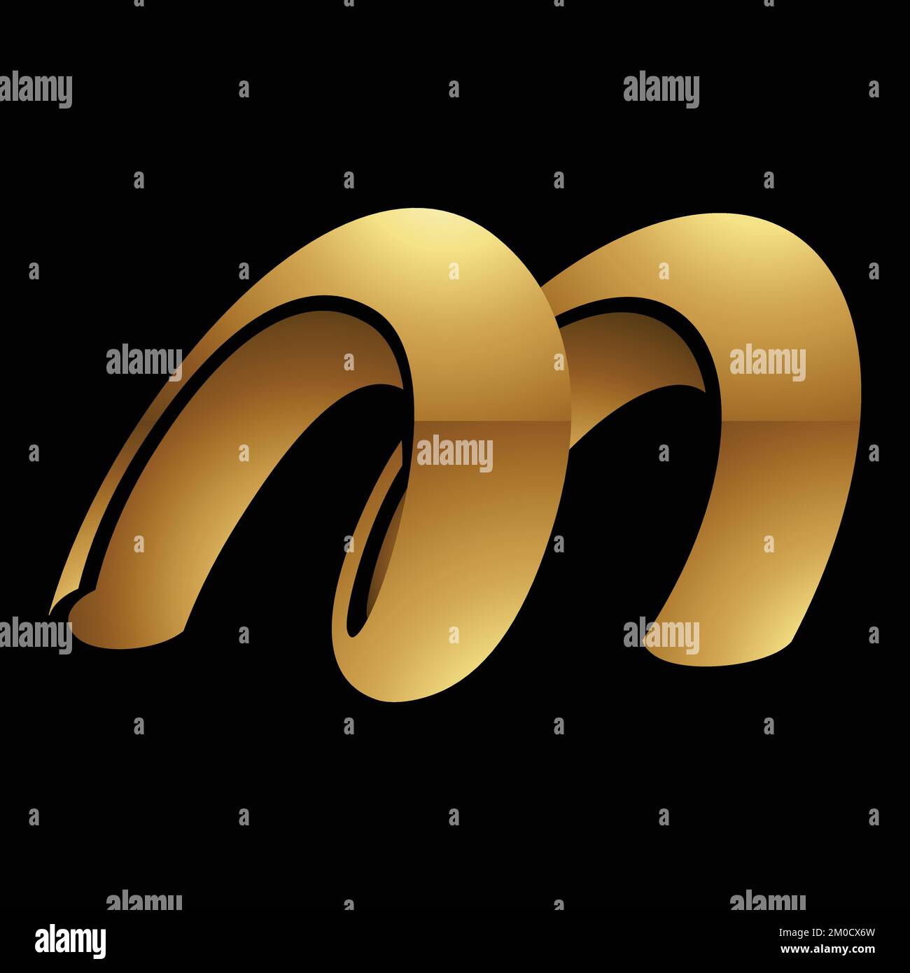Golden Letter M Symbol on a Black Background - Icon 5 Stock Vector ...