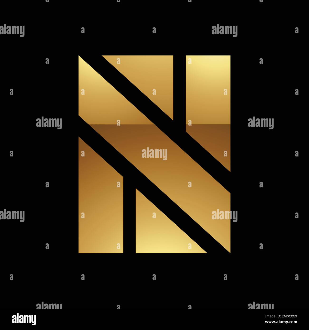 Golden Letter N Symbol on a Black Background - Icon 8 Stock Vector ...