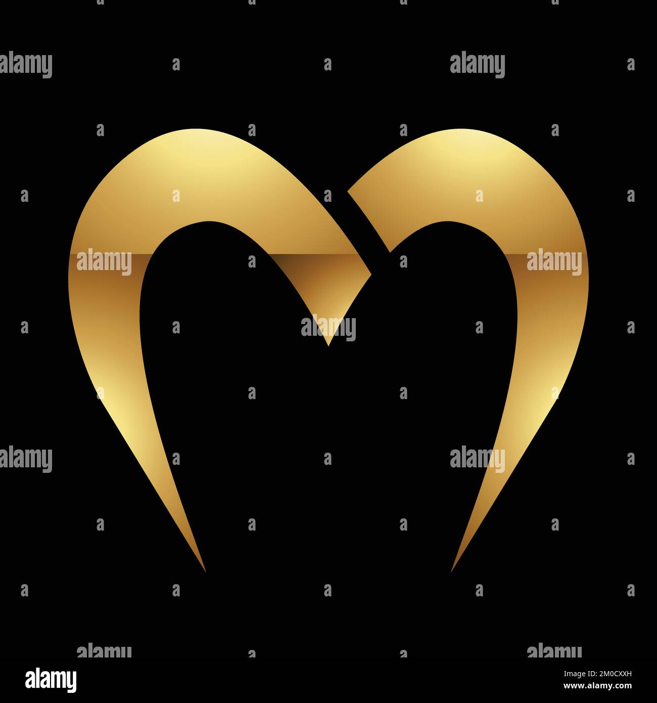 Golden Letter M Symbol on a Black Background - Icon 9 Stock Vector ...