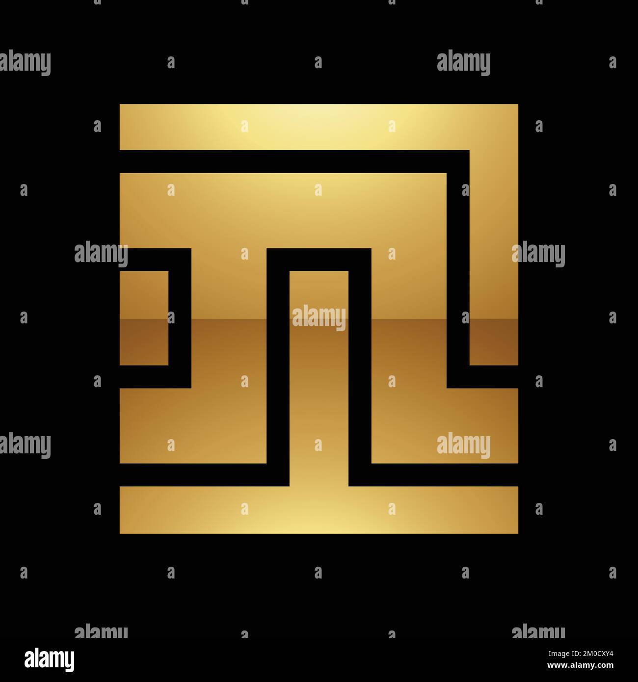 Golden Letter N Symbol on a Black Background - Icon 2 Stock Vector ...