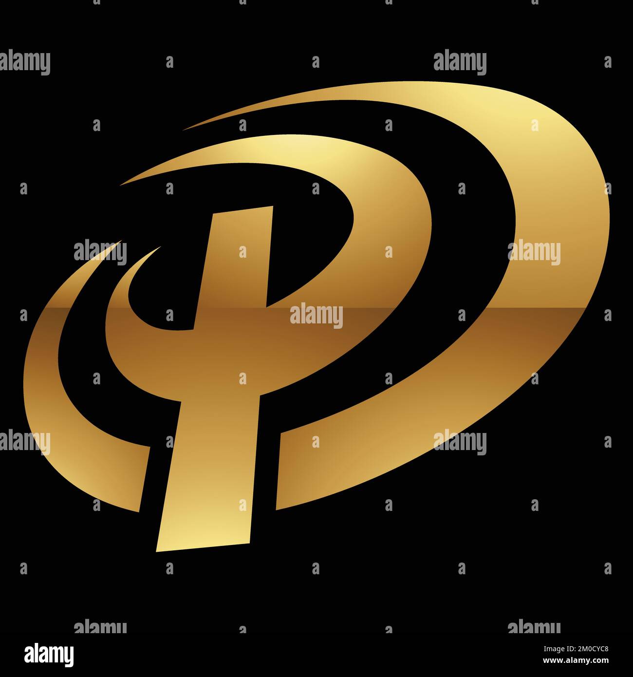 Golden Letter P Symbol on a Black Background - Icon 5 Stock Vector ...