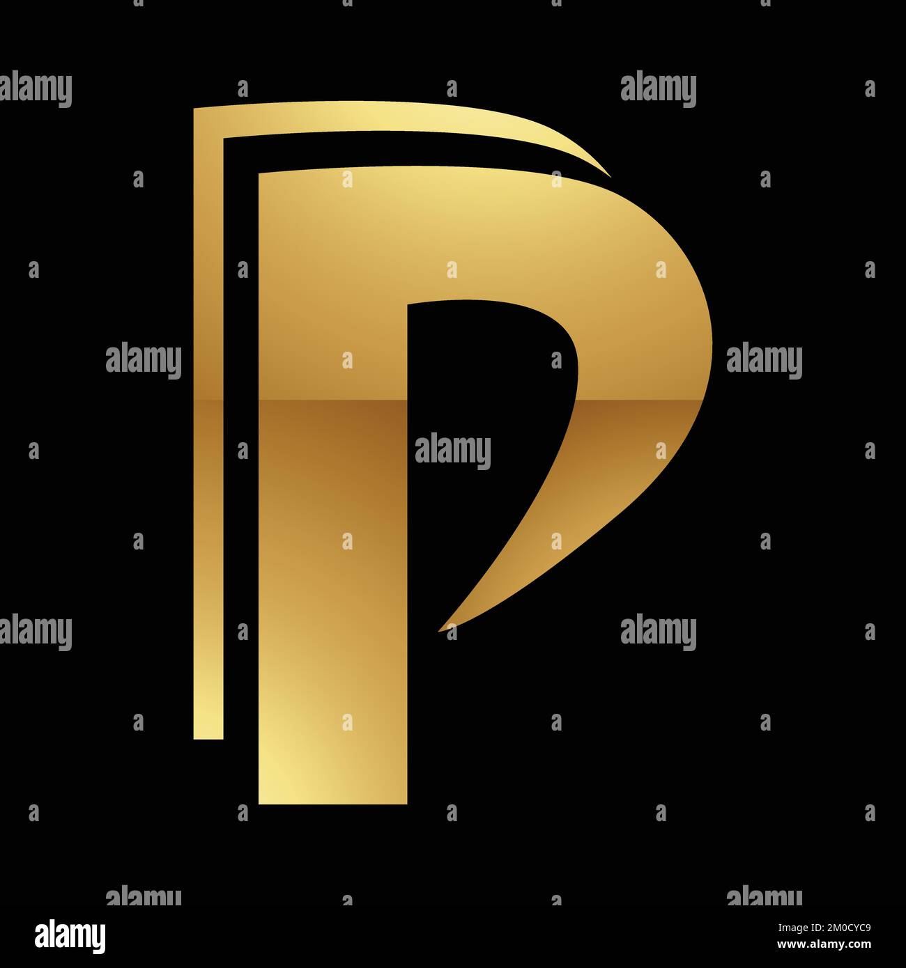 Golden Letter P Symbol on a Black Background - Icon 4 Stock Vector ...