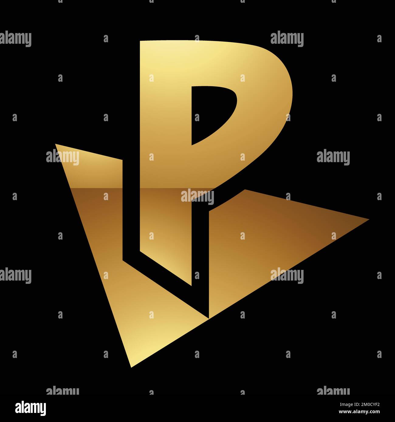 Golden Letter P Symbol on a Black Background - Icon 6 Stock Vector ...