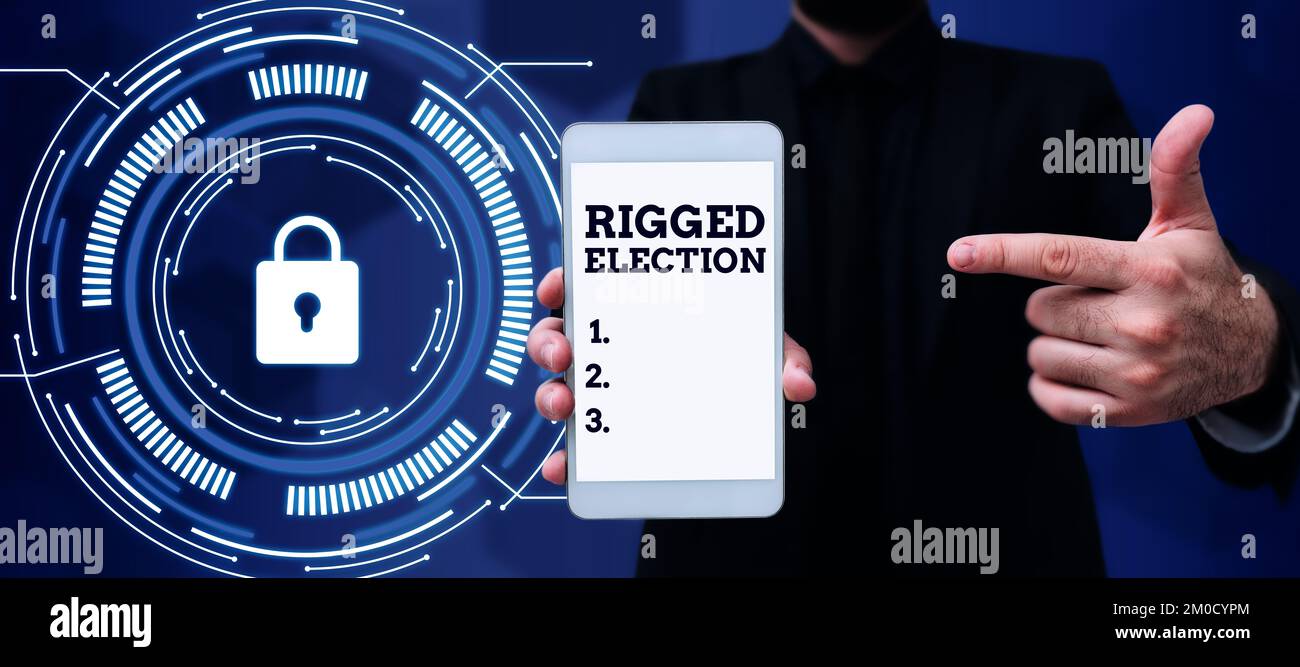 Handwriting text Rigged Election. Business concept Manage drilling ...