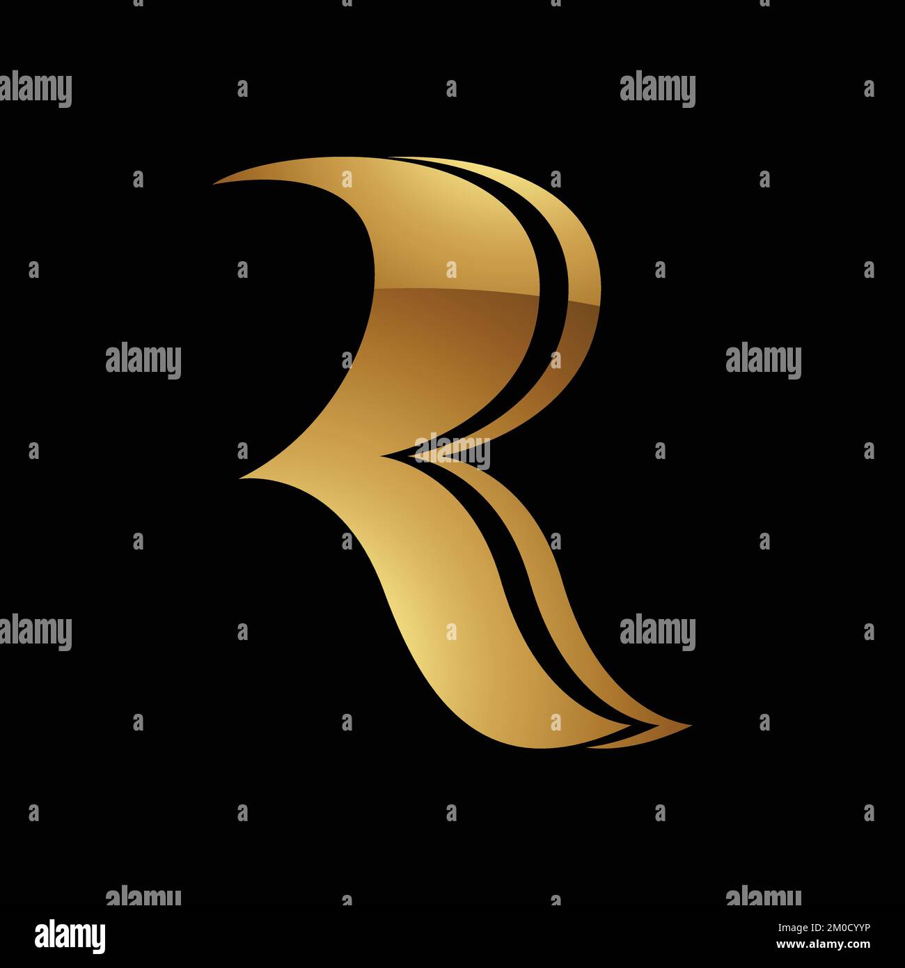 Golden Letter R Symbol on a Black Background - Icon 3 Stock Vector ...