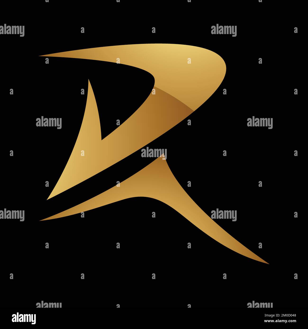 Golden Letter R Symbol on a Black Background - Icon 8 Stock Vector ...