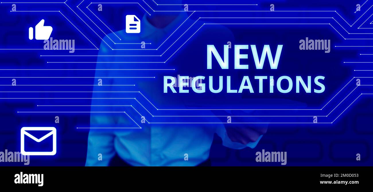 Text caption presenting New Regulations. Conceptual photo Regulation ...