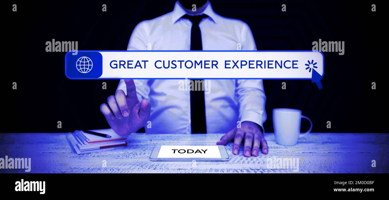 Conceptual caption Great Customer Experience. Business showcase ...