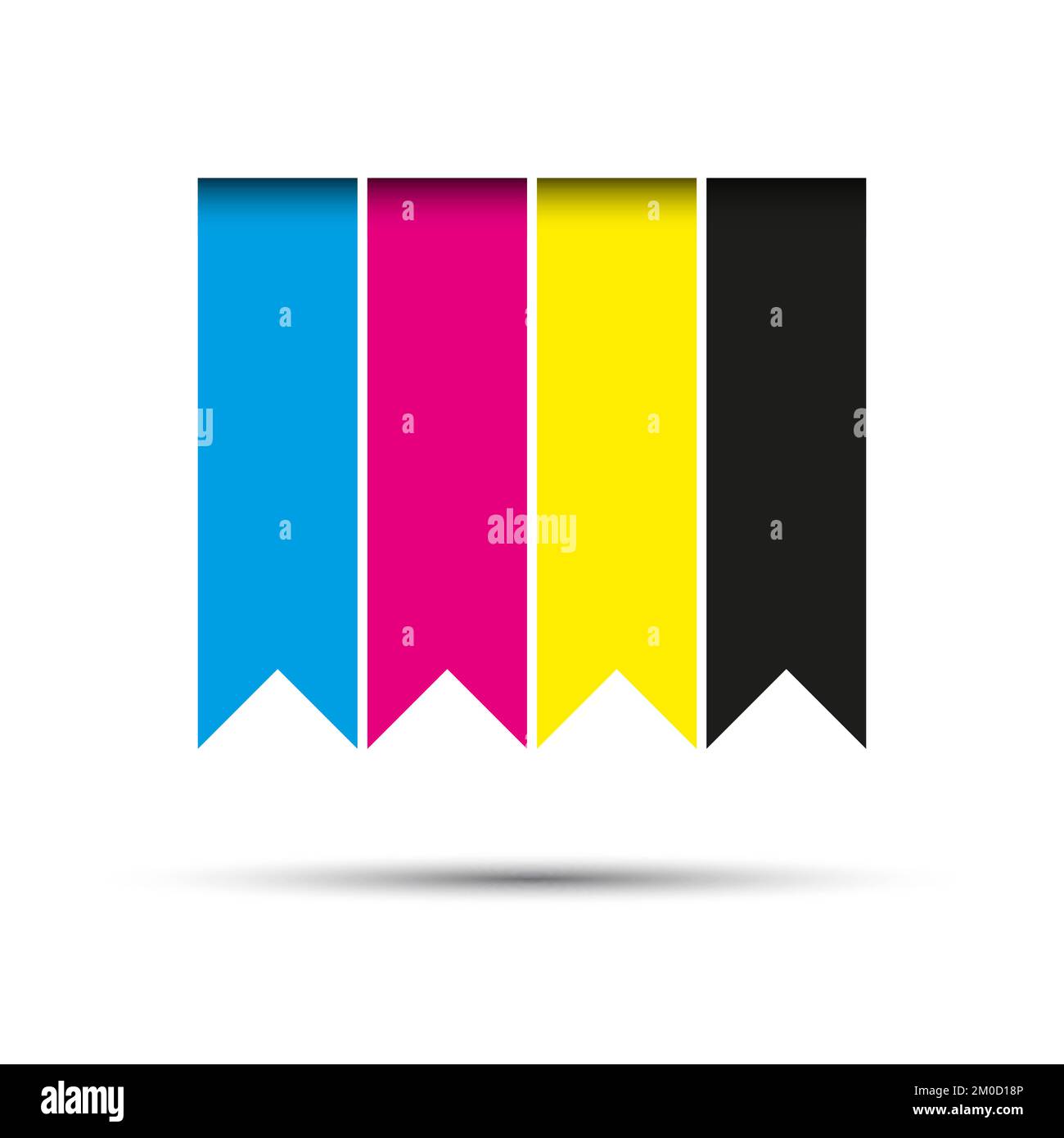 Vector hanging ribbons in cmyk colors with shadows isolated on white ...
