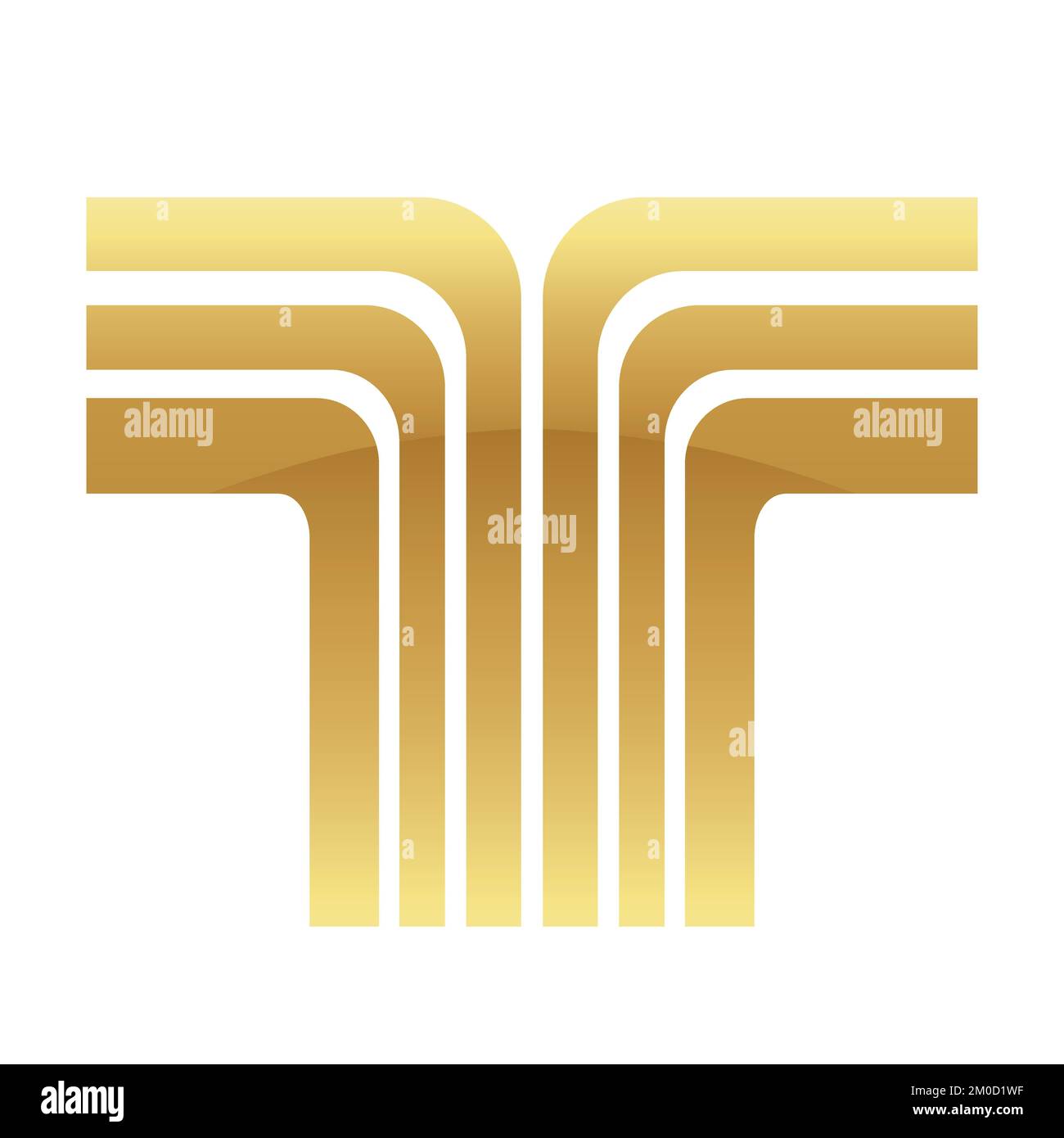 Golden Letter T with Retro Stripes on a White Background Stock Vector ...