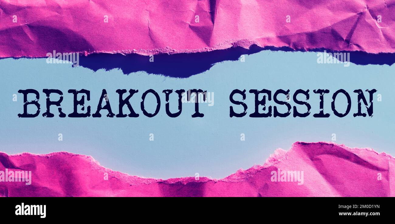 Hand writing sign Breakout Session. Word for workshop discussion or ...