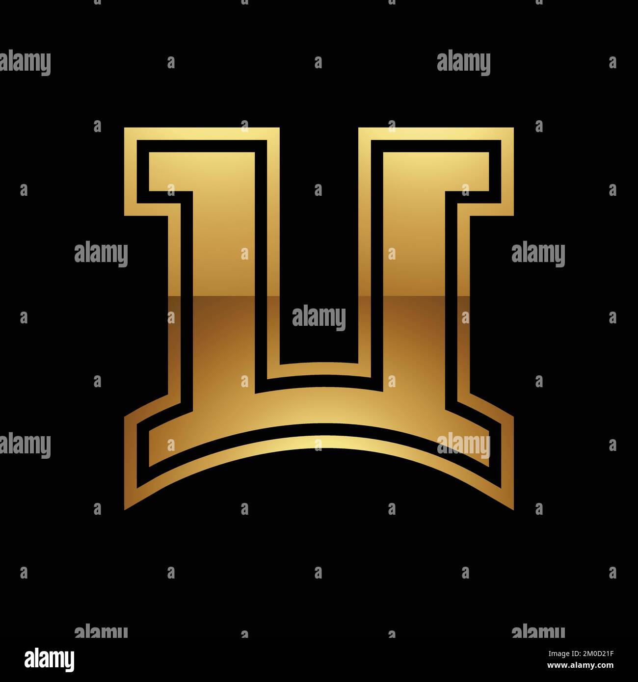 Golden Letter U Symbol on a Black Background - Icon 4 Stock Vector ...