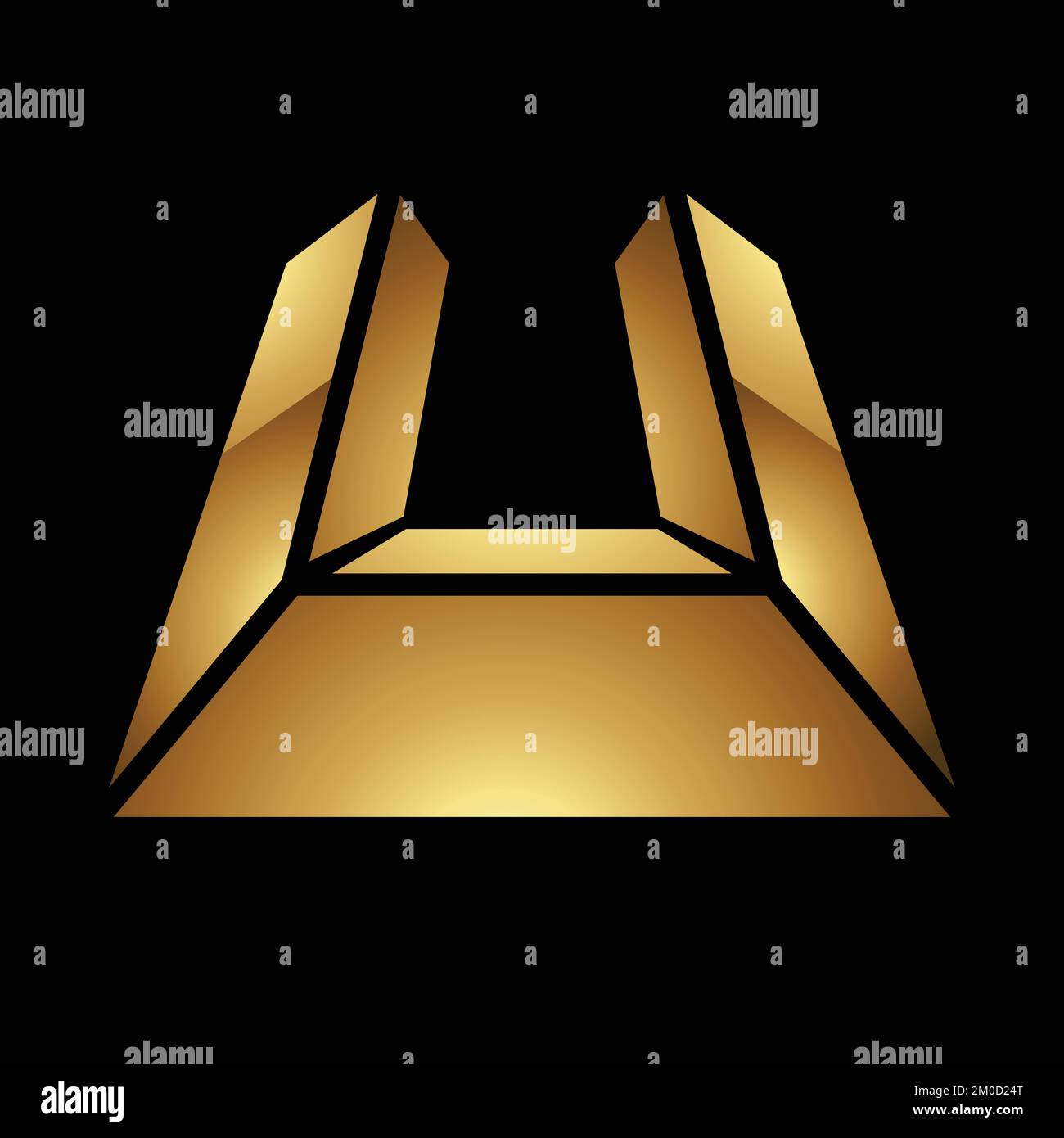 Golden Letter U Symbol on a Black Background - Icon 6 Stock Vector ...
