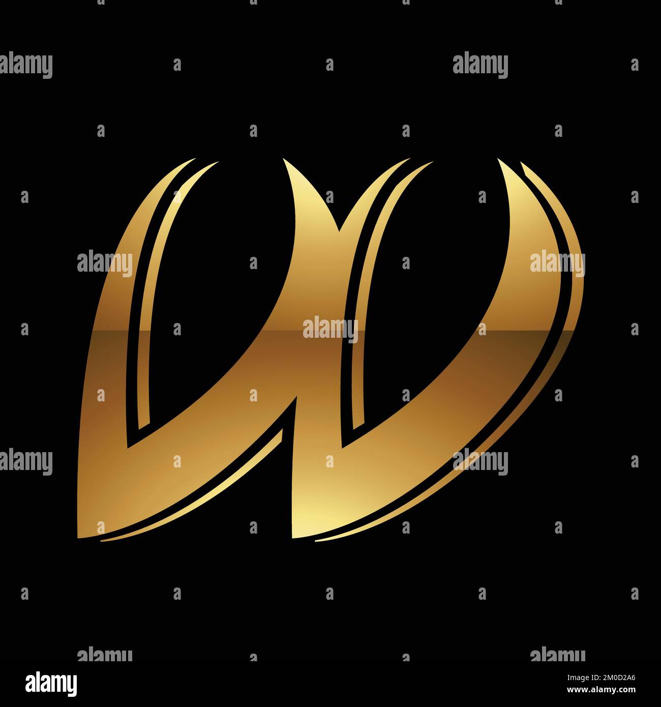 Golden Letter W Symbol on a Black Background - Icon 4 Stock Vector ...