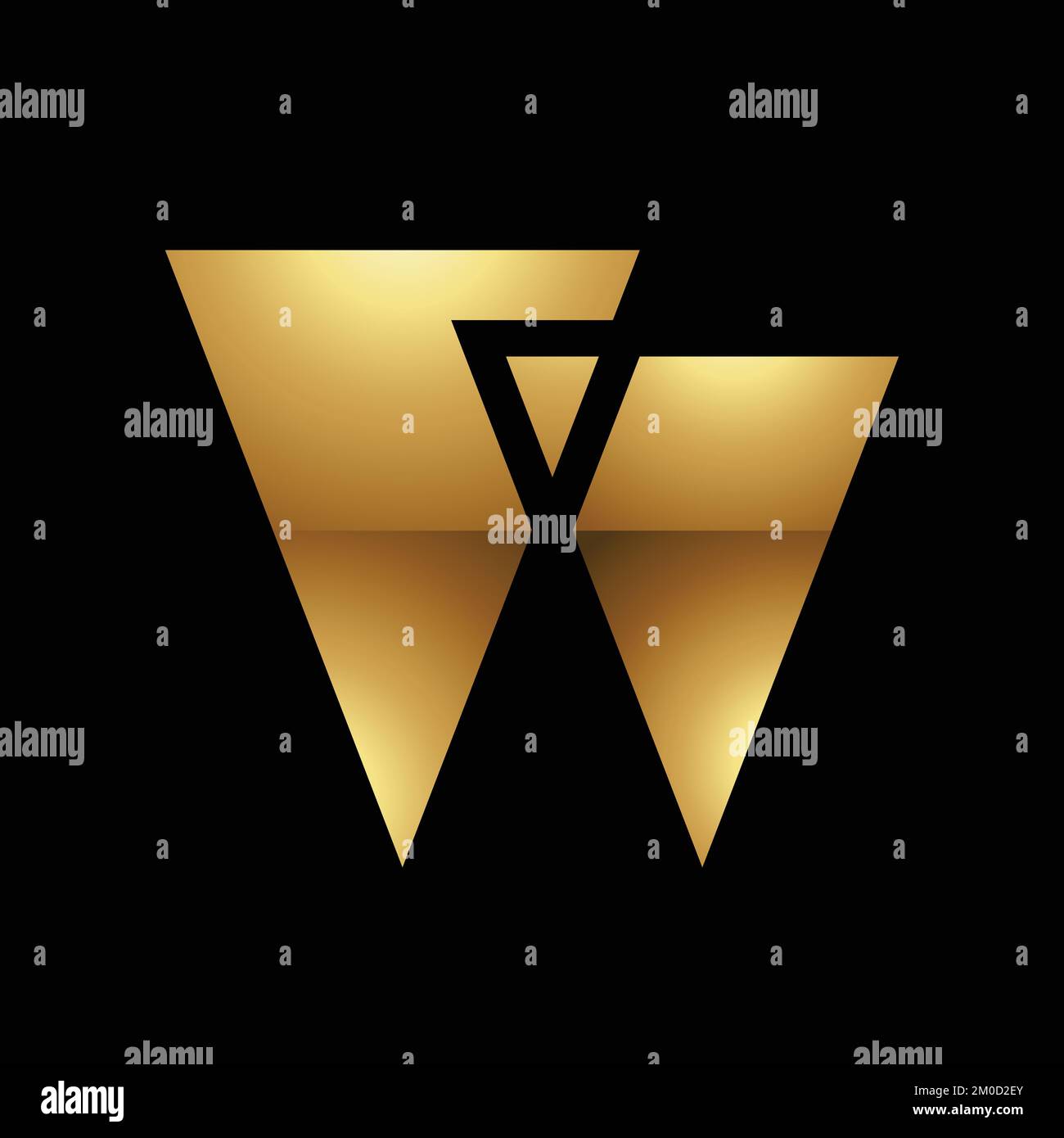 Golden Letter W Symbol on a Black Background - Icon 3 Stock Vector ...