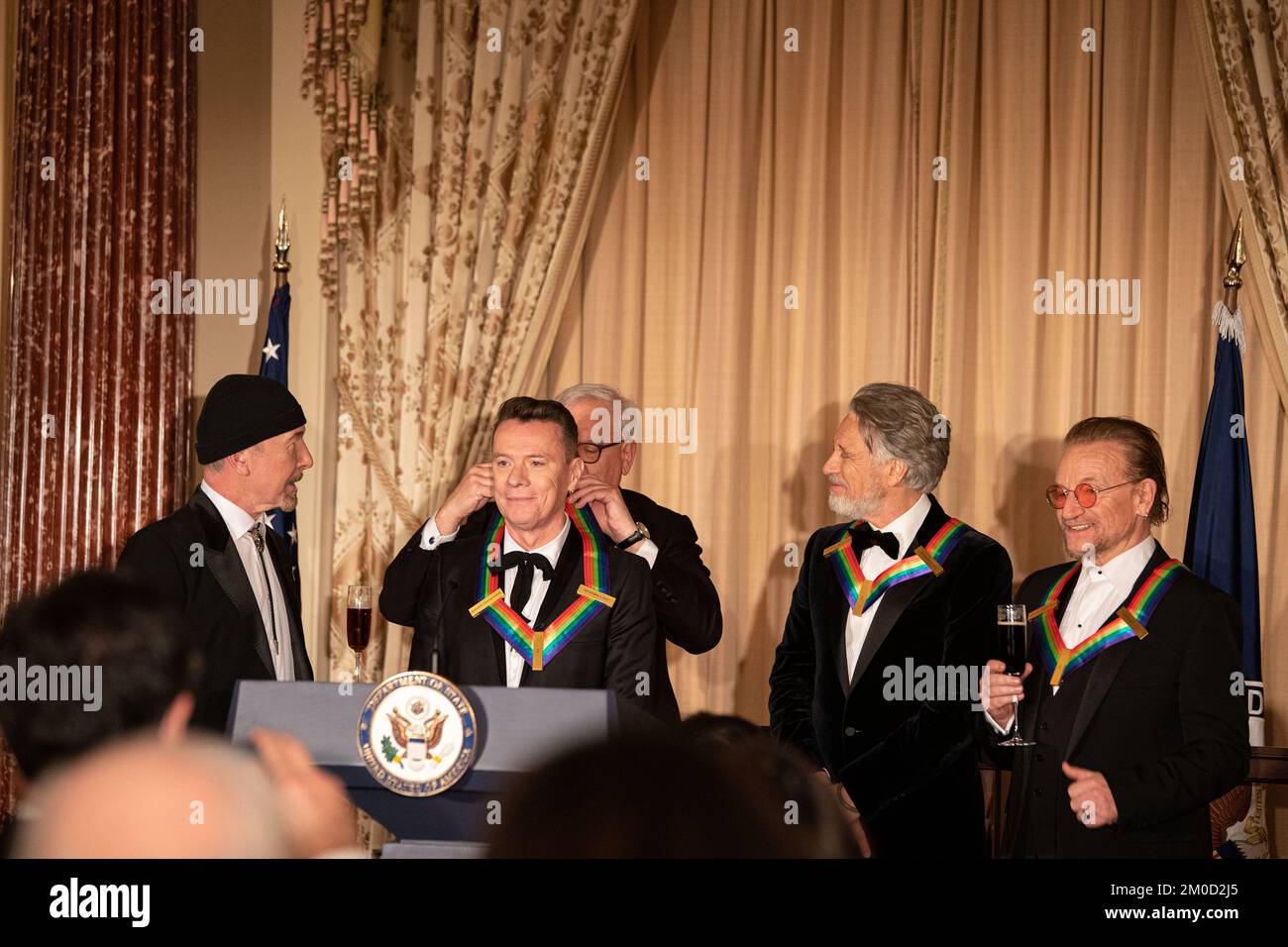 The Irish rock band U2 is honored at the Kennedy Center Honors Dinner ...