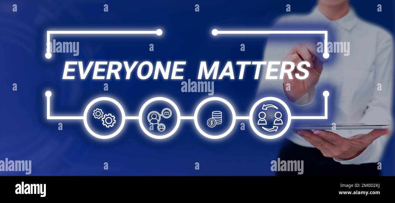 Text caption presenting Everyone Matters. Word for all the people have ...